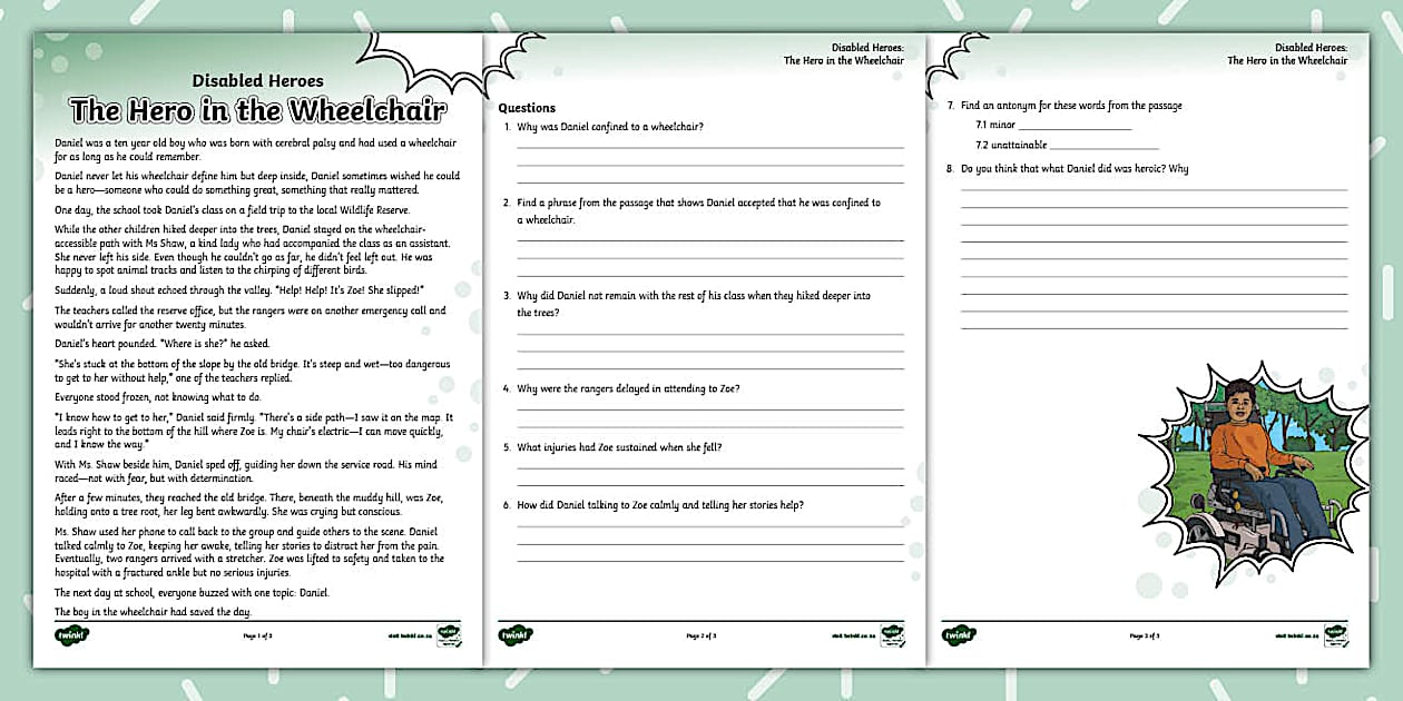 The Hero in the Wheelchair - Disabled Heroes -Comprehension