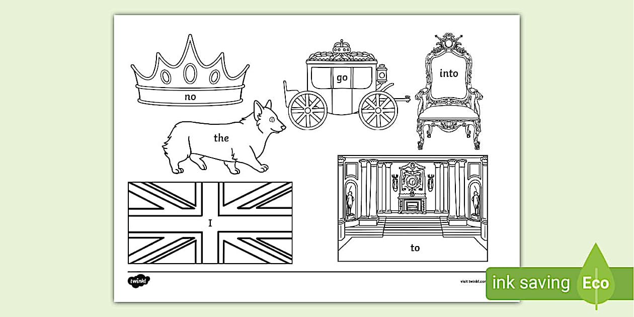 Phase 2 Royal-Themed Tricky Word Colouring Assessment Sheet