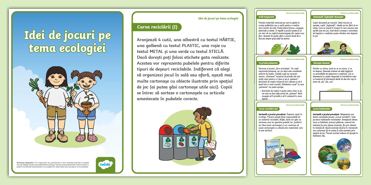 Idei de jocuri pe tema ecologiei – Cartonașe - Twinkl