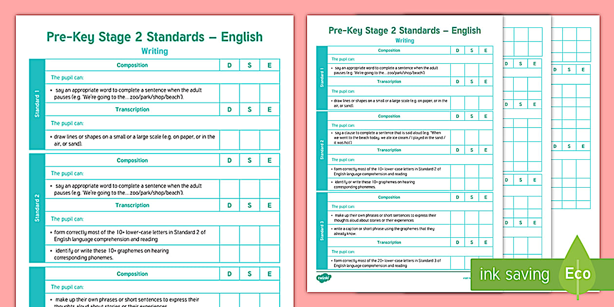Pre-Key Stage Standards KS2 English Writing Assessment Overview