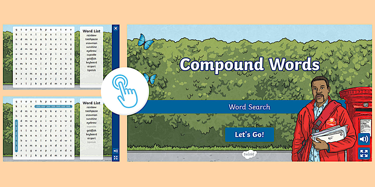 Compound Words Interactive Word Search (teacher made)