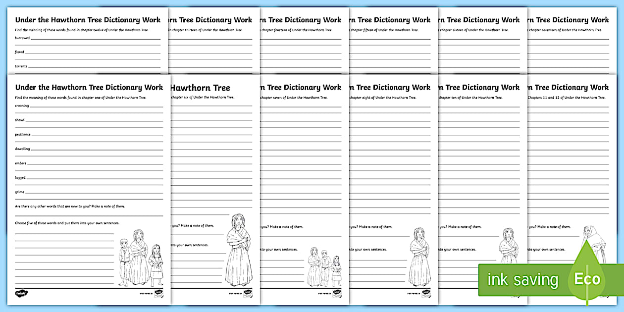 Dictionary Work Worksheets to Support Teaching on Under the Hawthorn Tree