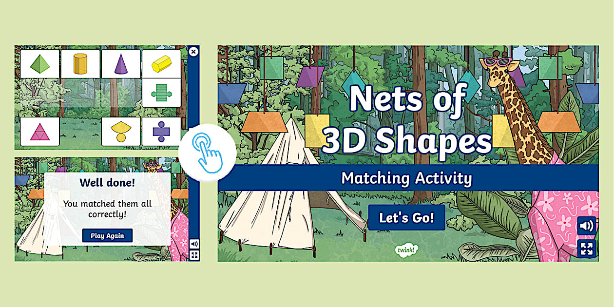 👉 Nets of 3D Shapes KS2 Maths Matching Game - Twinkl