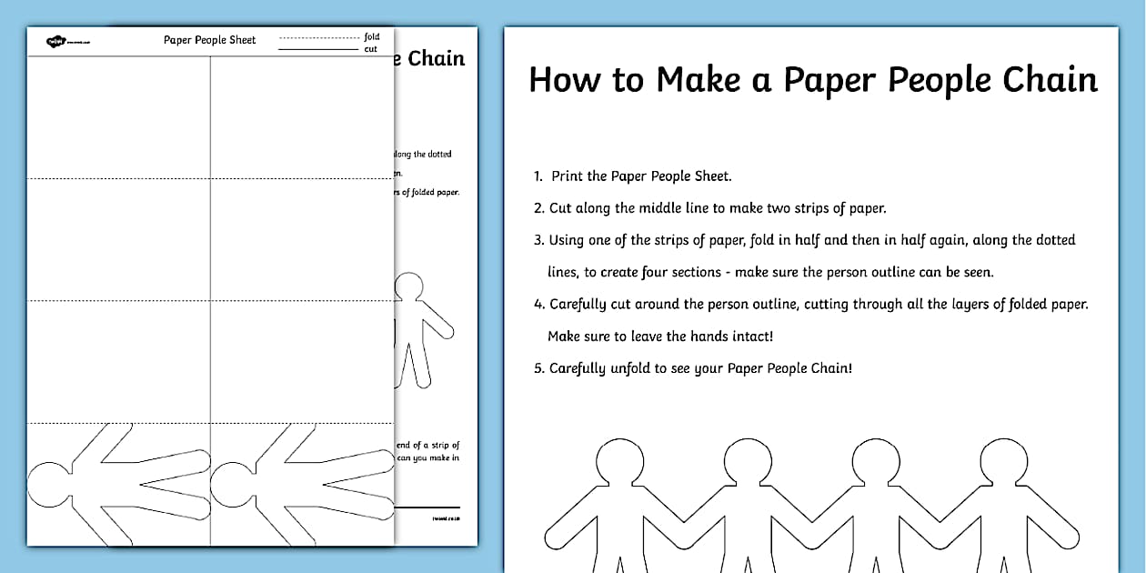 Paper People Chain Template (teacher made) - Twinkl