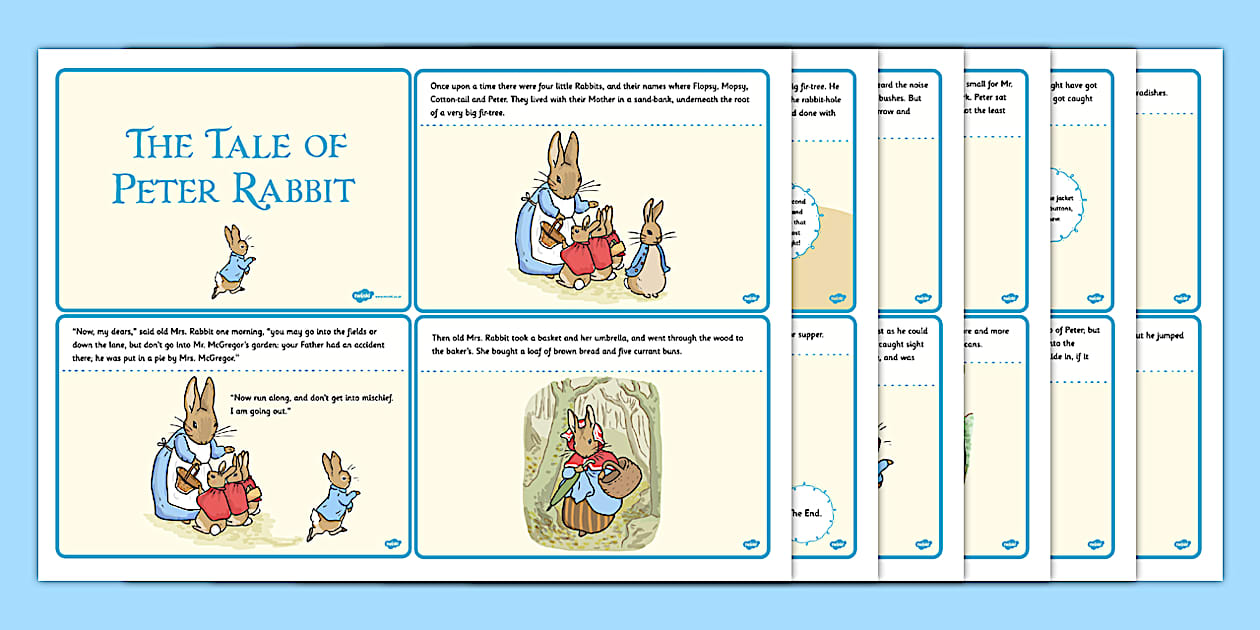Black and White The Tale of Peter Rabbit 4xA4 Story Cards