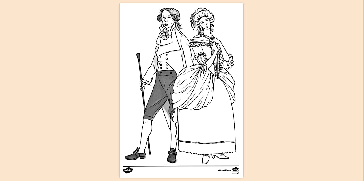 Georgian Man and Woman Colouring Sheet | Colouring Sheets