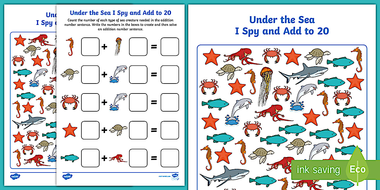 Under the Sea I Spy and Add to 20 (teacher made) - Twinkl