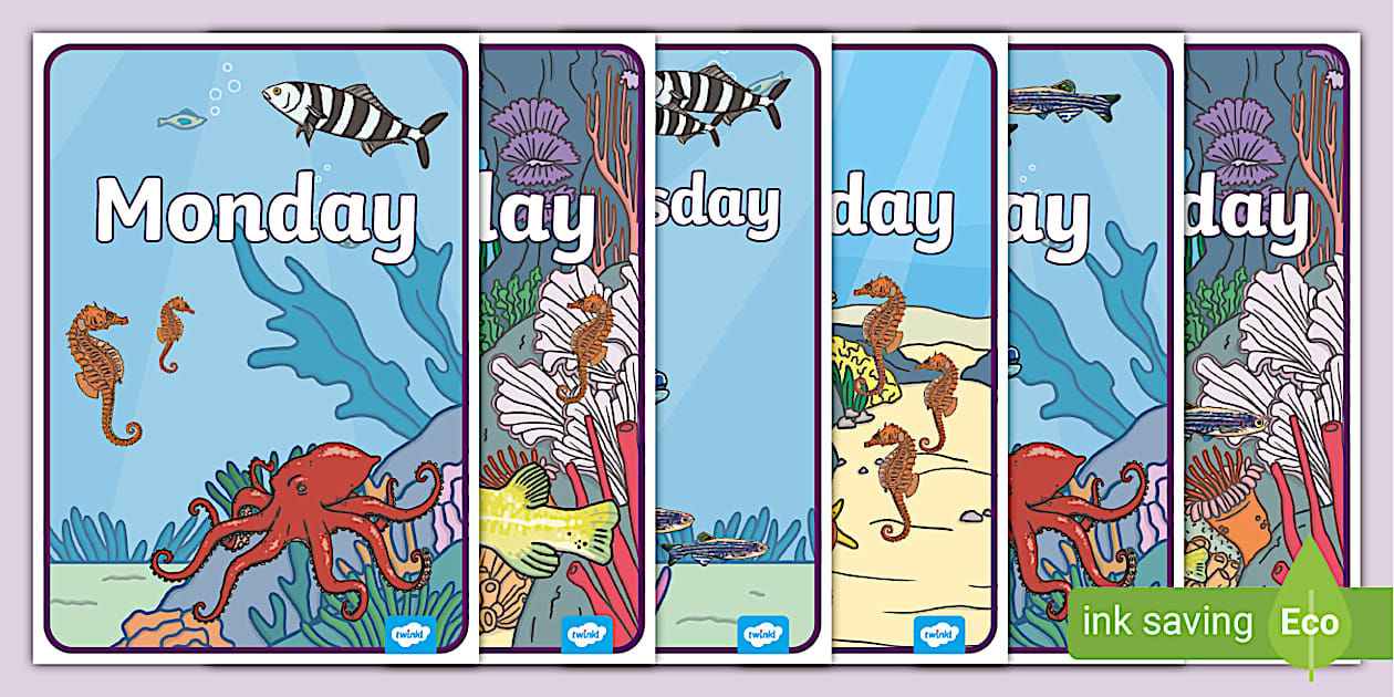 Fish Themed Days of the Week Display Posters