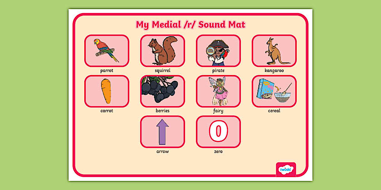 r Medial Words Sound Mat - Speech Pathology (teacher made)