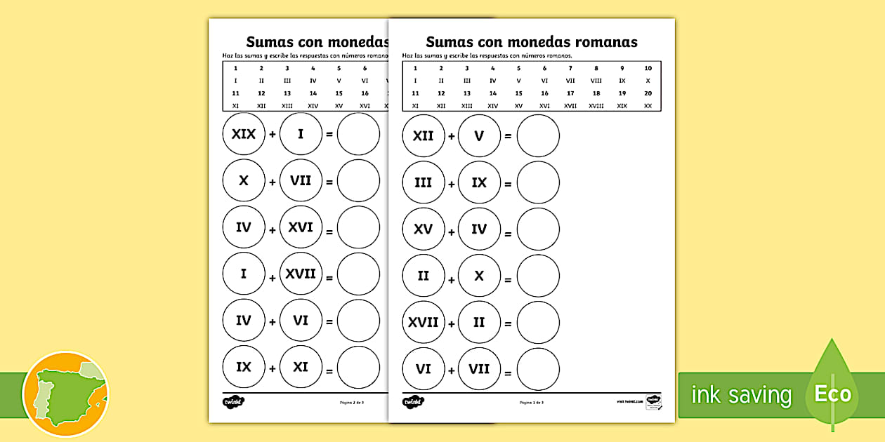 Fichas de actividad: Sumas con monedas romana (teacher made)