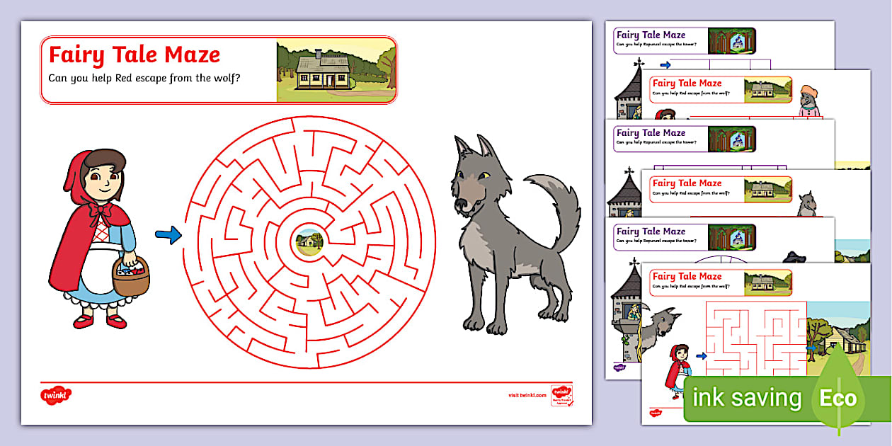 Fairy Tale Maze Activity Worksheets | Twinkl KS1