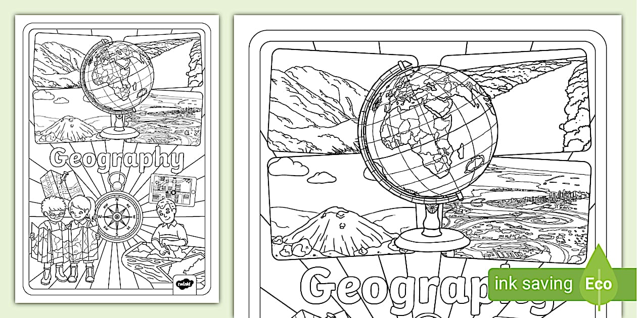 Geography Unit Page Colouring, Geography Topic Page - Twinkl