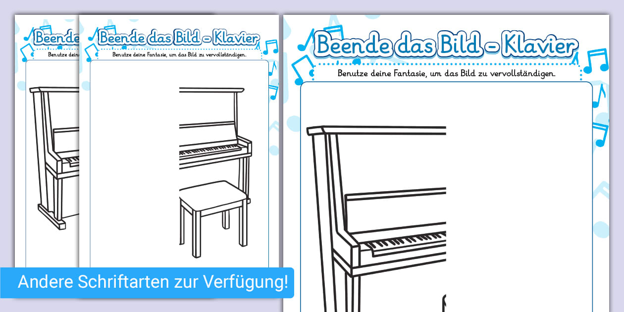 Beende das Bild - Klavier - Arbeitsblatt (teacher made)