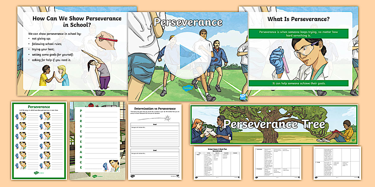 School Values Perseverance Activity Pack (teacher made)