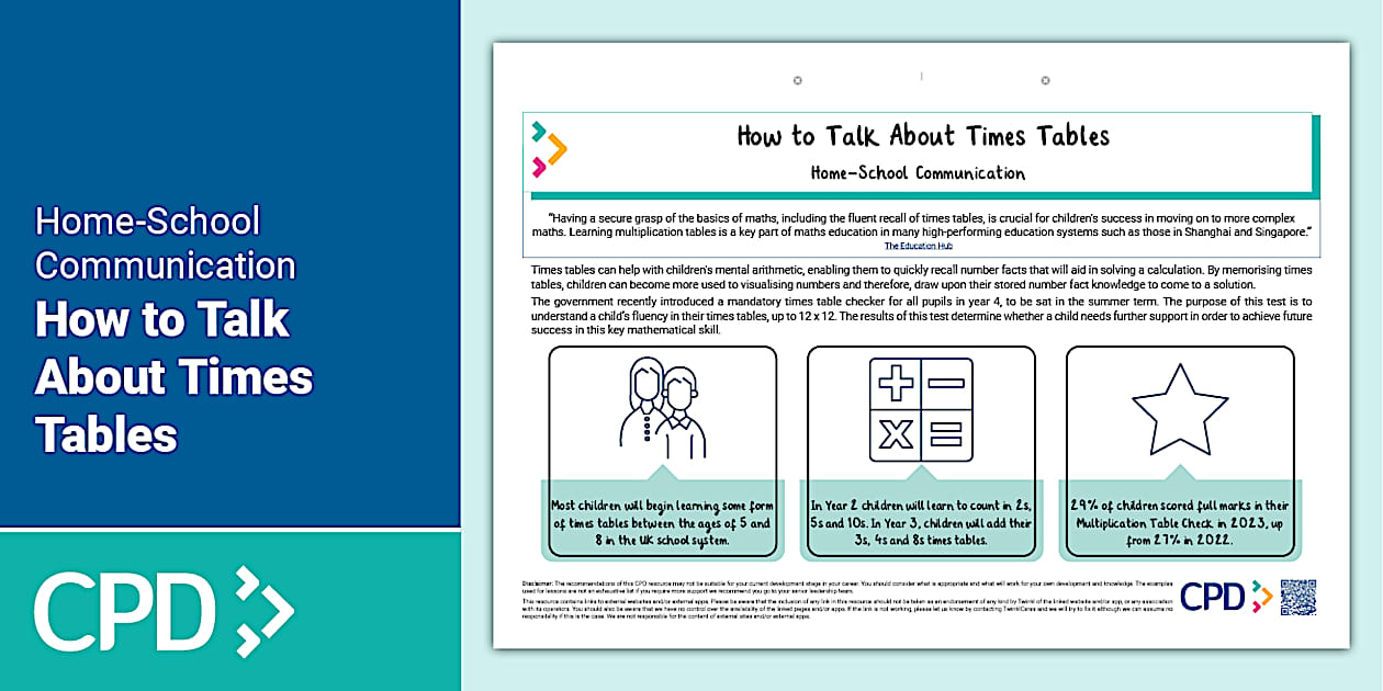How to Talk About Times Tables: Home-School Communication