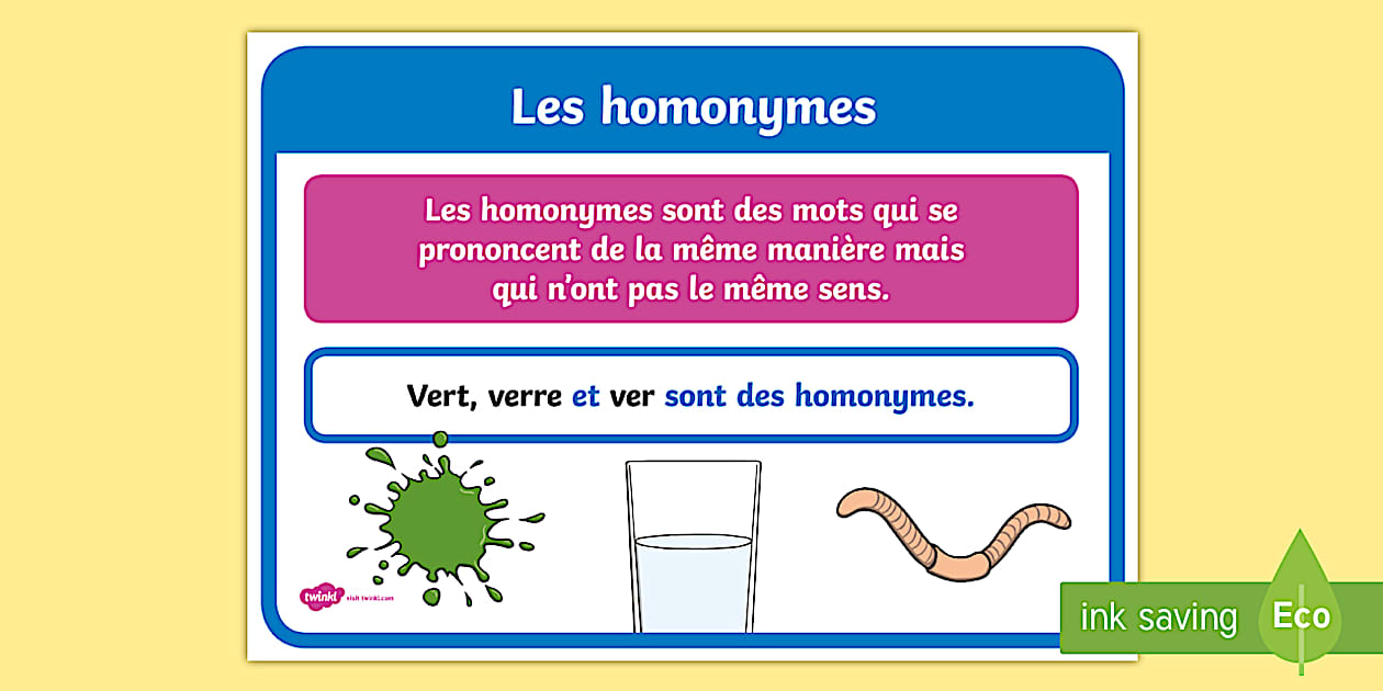 Affiche : Les homonymes (teacher made) - Twinkl