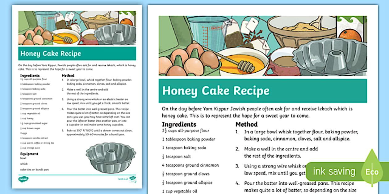 Rosh Hashanah Cake - Honey Cake Recipe - KS2 RE - Twinkl