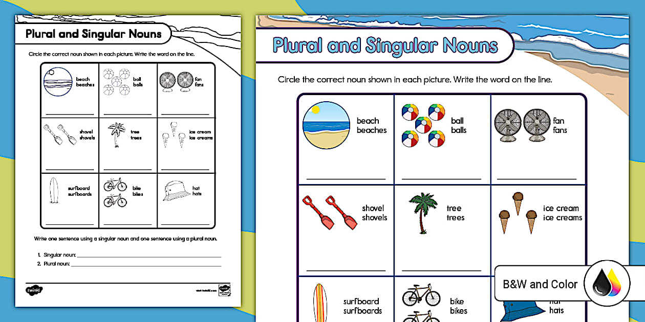 Summer Nouns Worksheet Sheet for 1st Grade | Twinkl USA