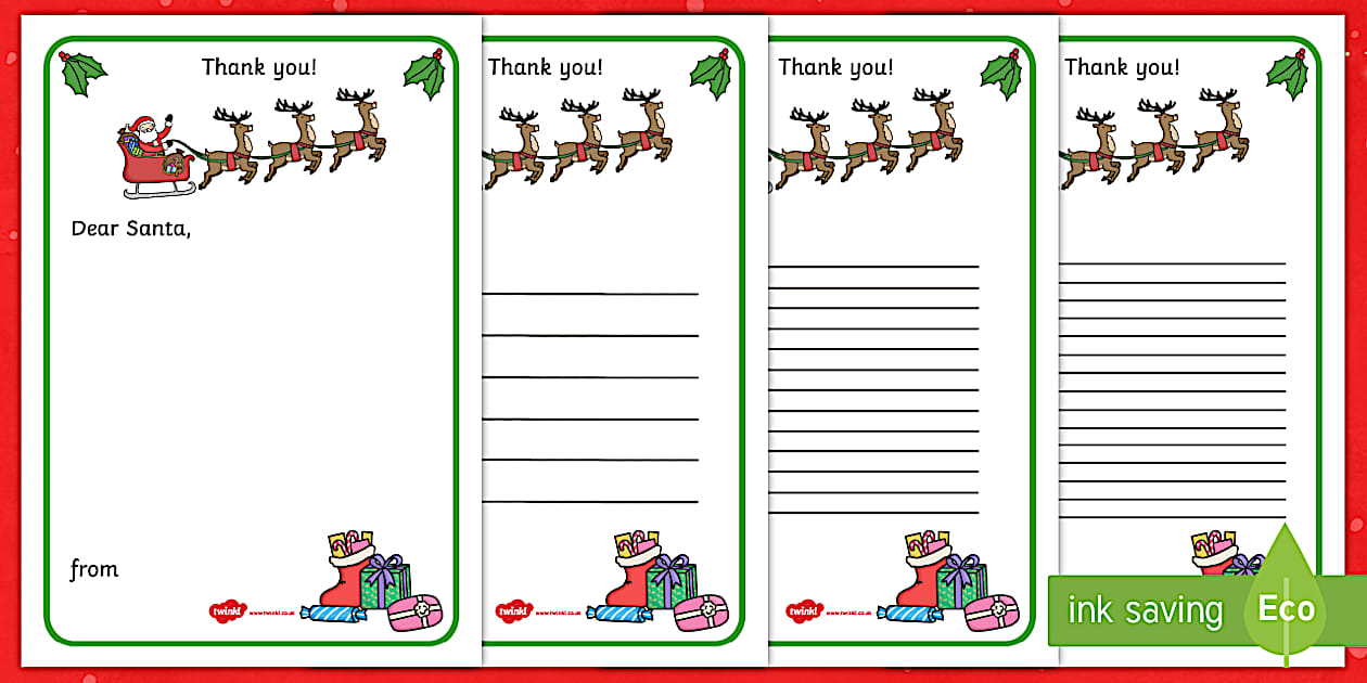 Editable Thank You Letter to Santa Writing Template - Twinkl