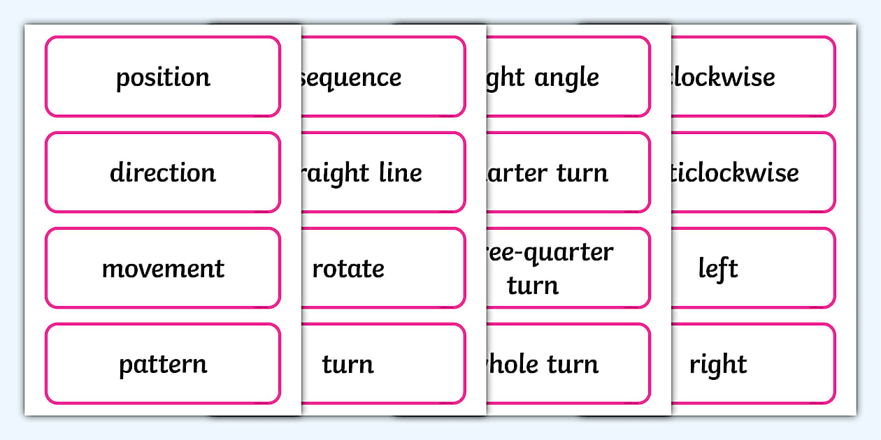👉 Y2 Position and Direction Vocabulary Cards - Twinkl
