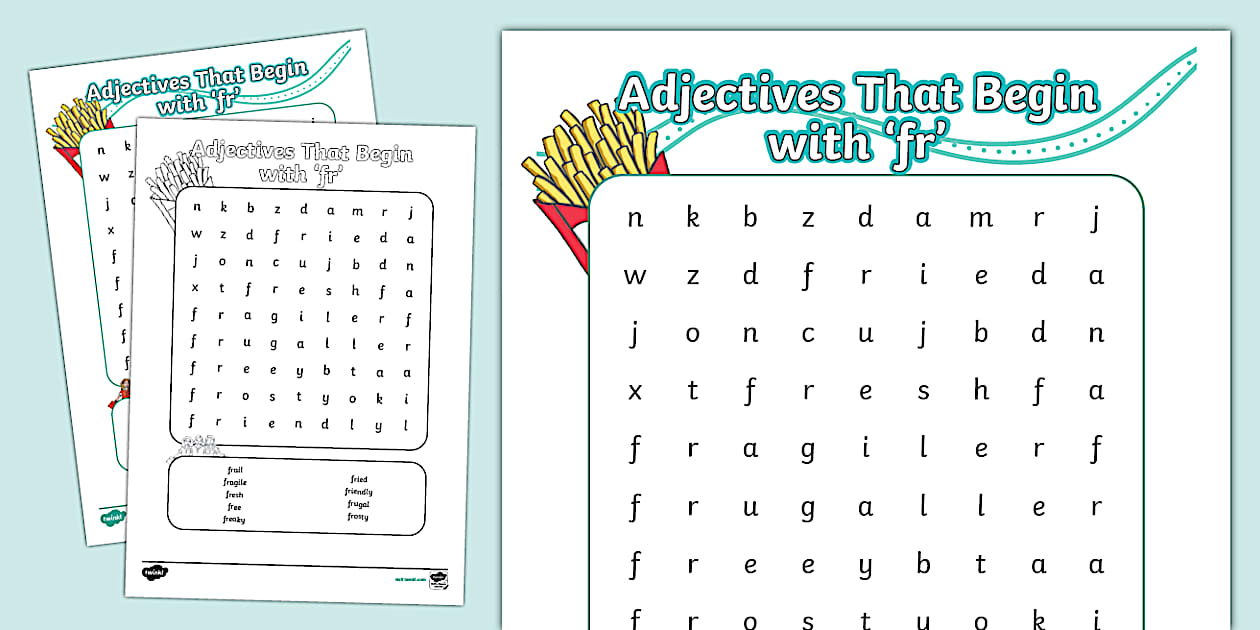 Adjectives That Begin with 'fr' Word Search (teacher made)