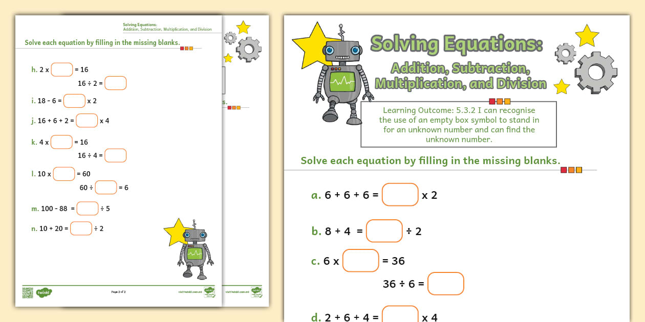 Solving Equations: Add, Subtract, Multiply and Divise