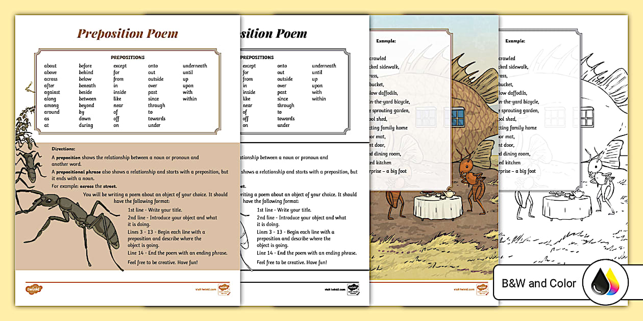 Preposition Poem Activity | Resource | Twinkl USA - Twinkl