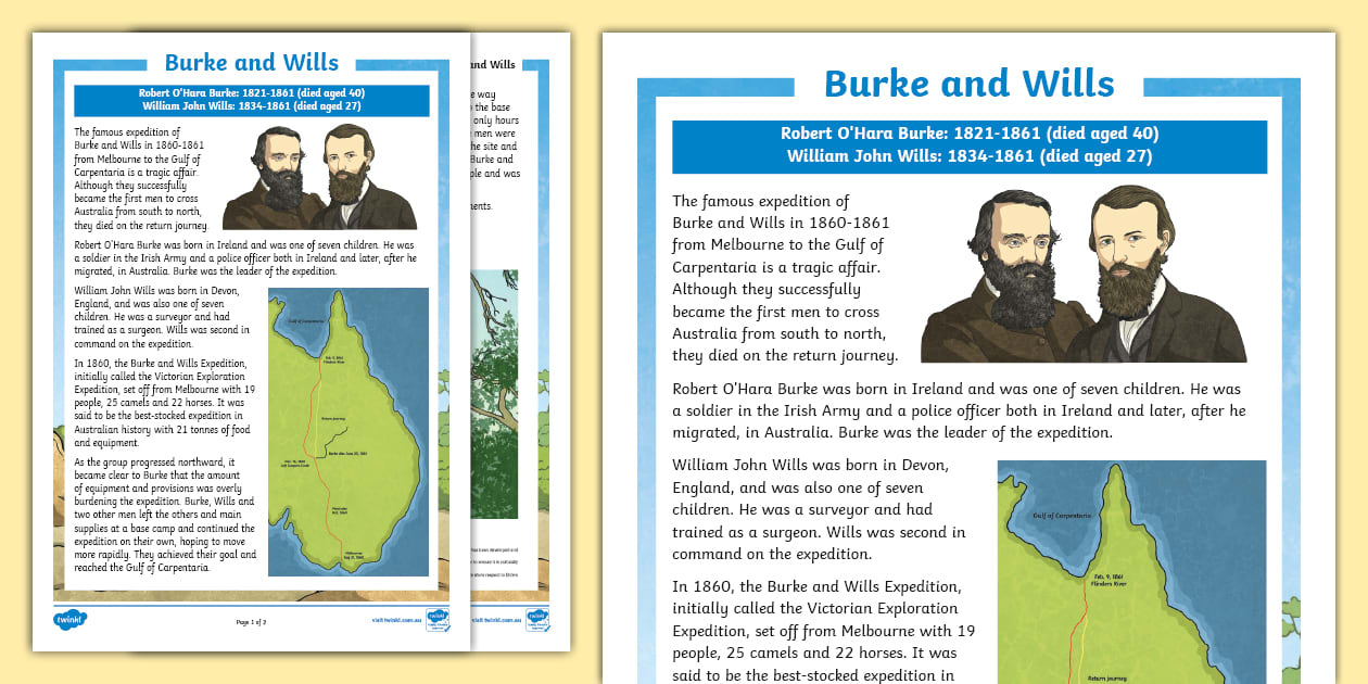 Australian Early Inland Explorers: Burke and Wills Fact File