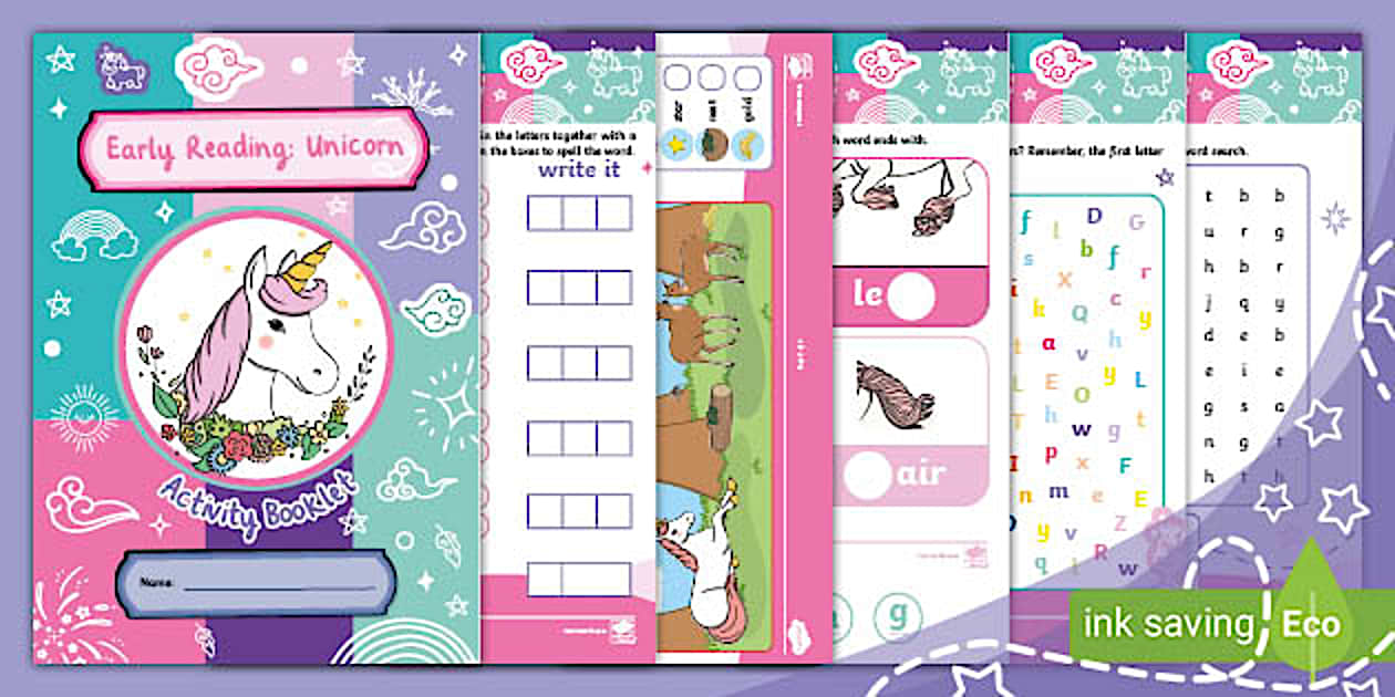 Early Reading: Unicorn-Themed Reading Activity Booklet