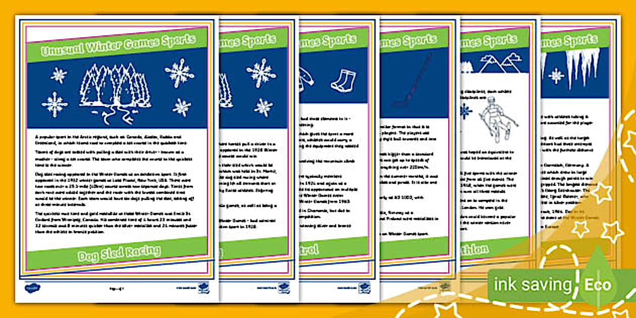 Unusual Winter Games Sports Comprehension Activity | Parents