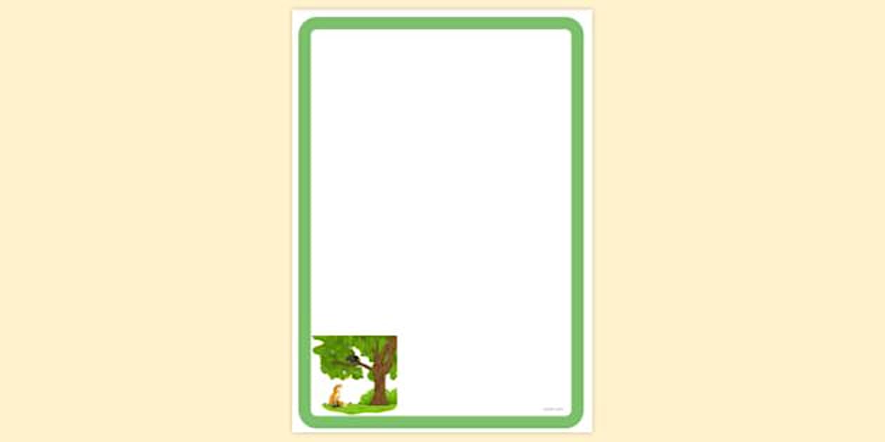 crow empty beak fox with cheese page border| Page Borders