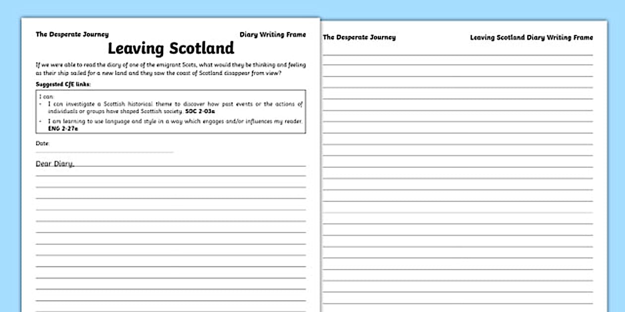 Highland Clearances Diary Writing Frame (teacher made)