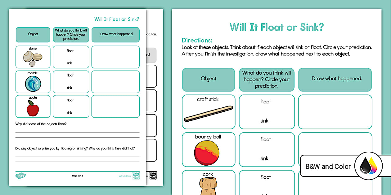 Will It Float or Sink? Science Investigation Worksheet