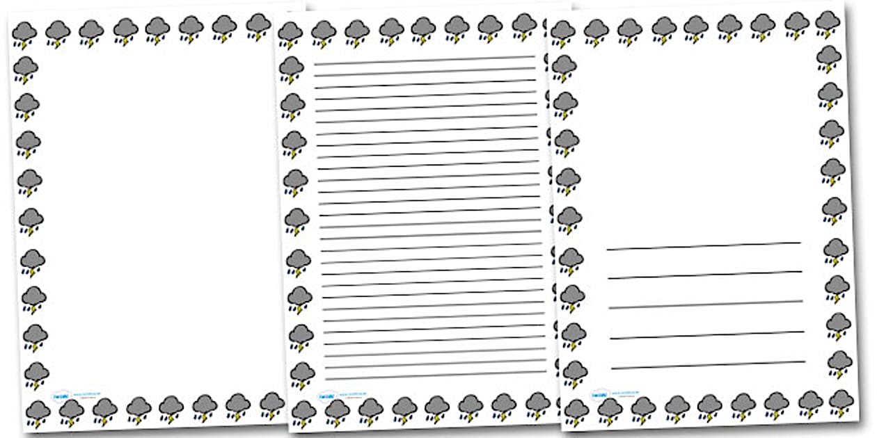 Editable Thunder Cloud Portrait Page Borders - Twinkl