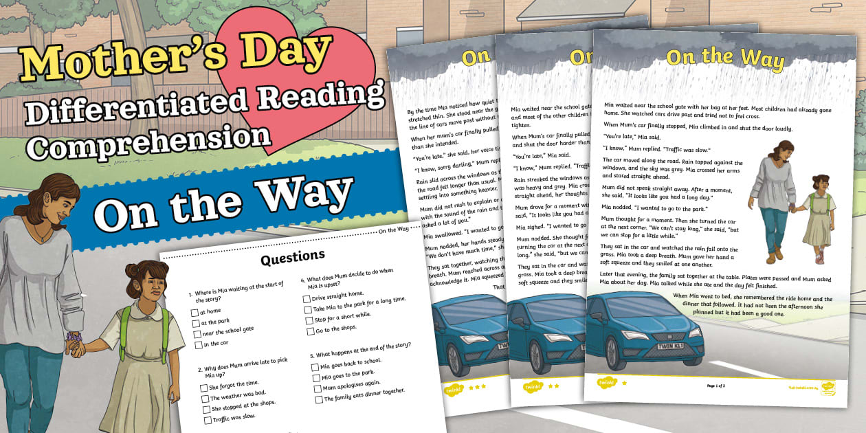 Mother’s Day Differentiated Reading Comprehension 'On the Way'