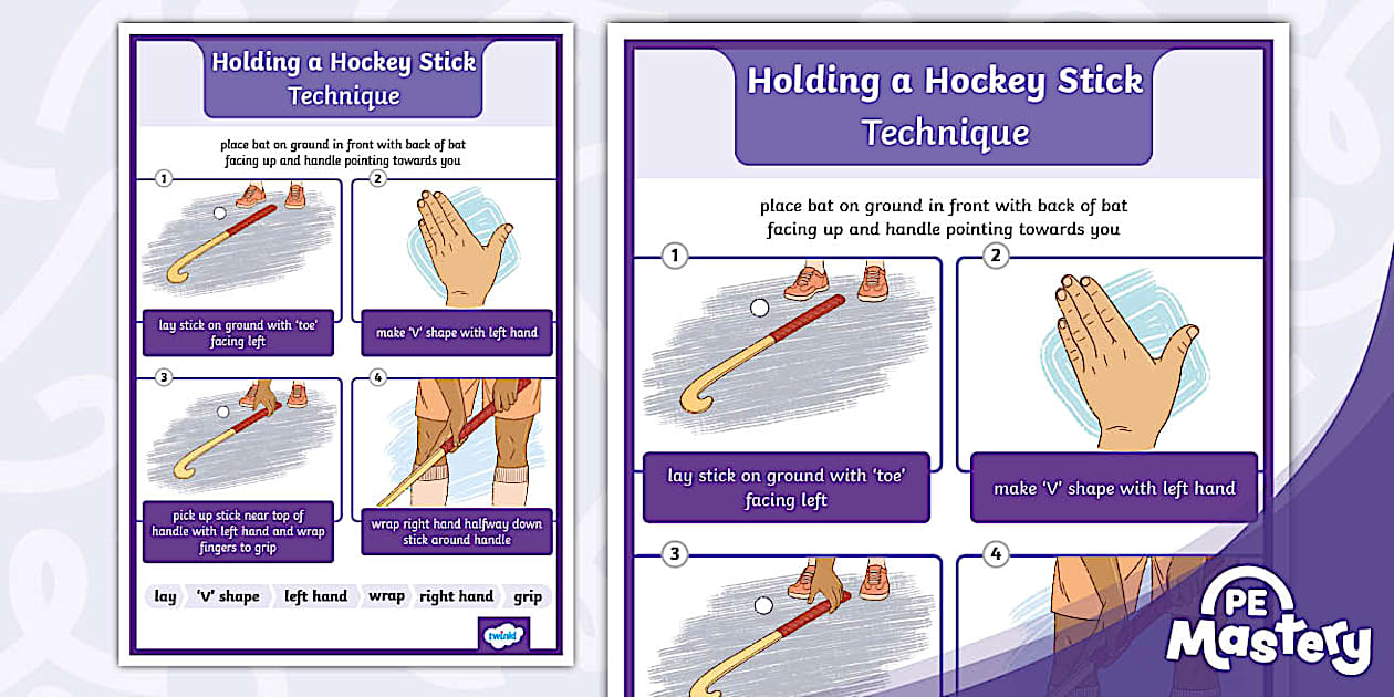 PE Mastery: How to Hold a Hockey Stick KS2 Poster - Twinkl