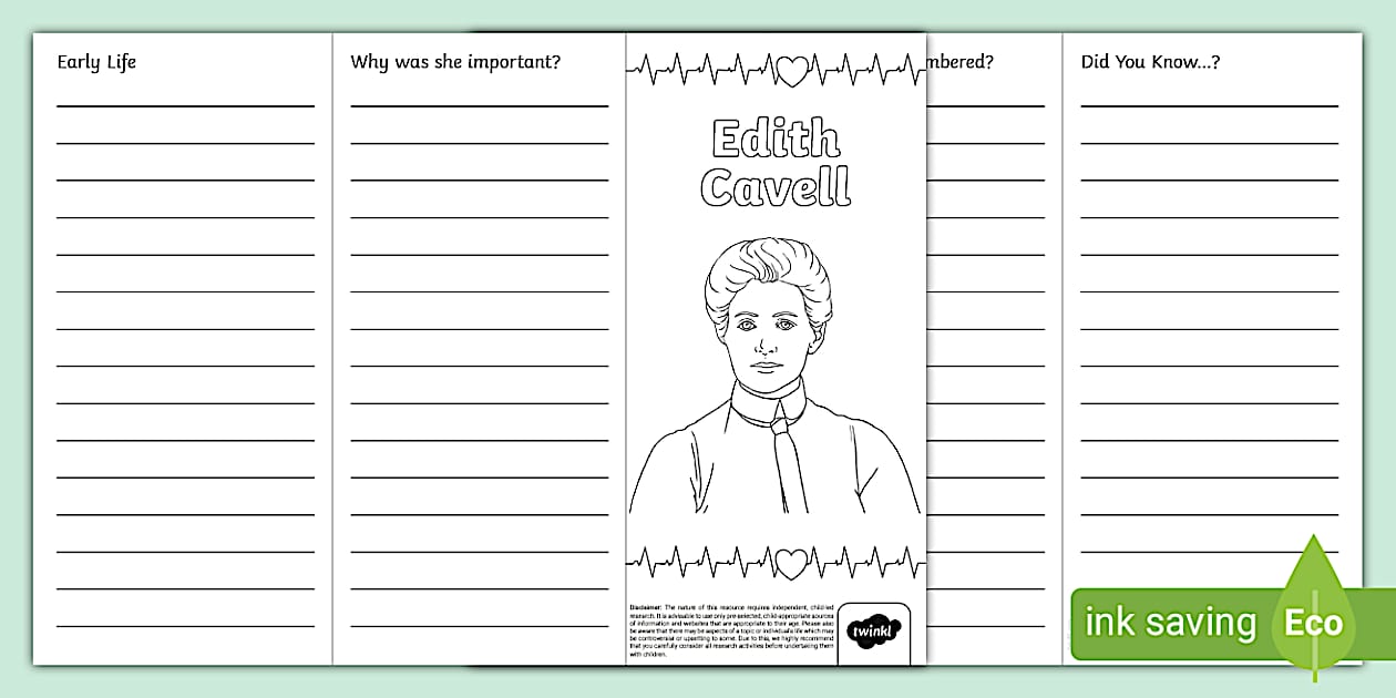 Edith Cavell Leaflet Template (Teacher-Made) - Twinkl Edith Cavell Leaflet Template (Teacher-Made) - Twinkl