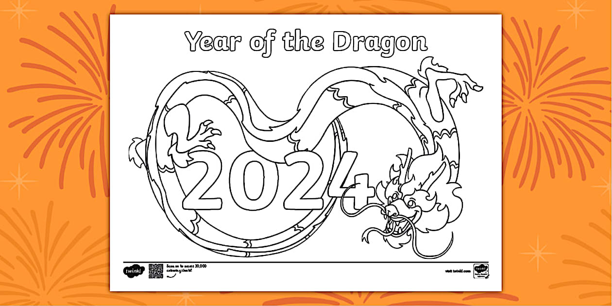 2024 Year of the Dragon Colouring Page | Twinkl - Twinkl
