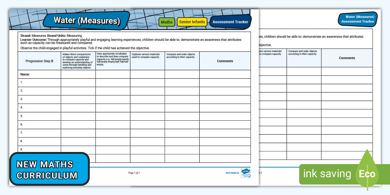 Water (Measures) Assessment Tracker (teacher made) - Twinkl