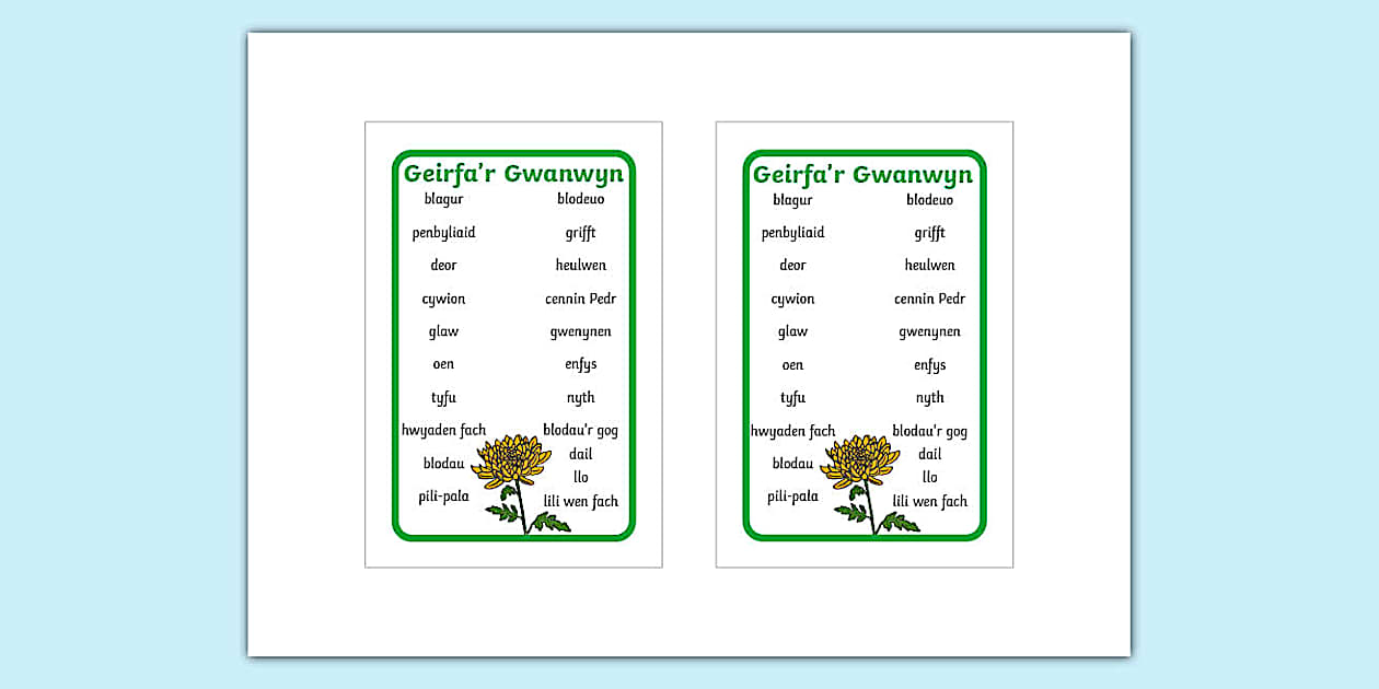 Y Gwanwyn: Poster Geirfa Ffrâm Tolsby (Teacher-Made)