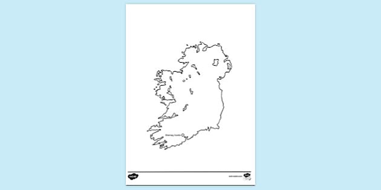 Map of Ireland Showing Blarney Castle Colouring Sheet