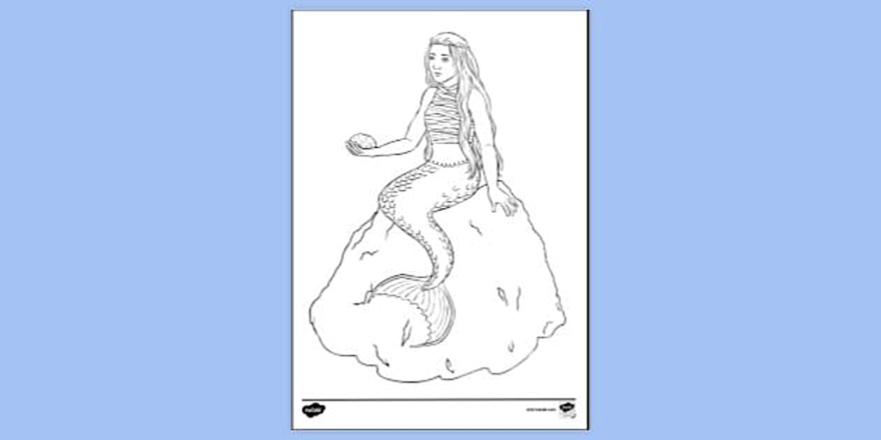 Realistic Mermaid Colouring | Colouring Sheets - Twinkl