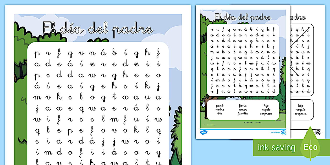 Sopa de letras: El día del padre