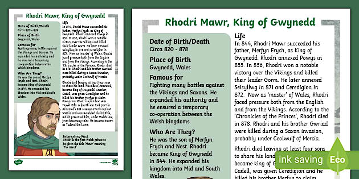 Rhodri Mawr Fact File (teacher made) - Twinkl