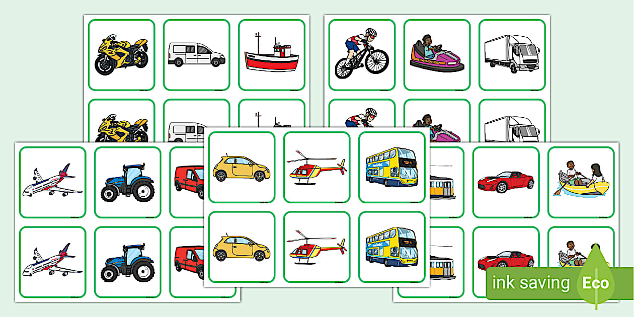 Making Pairs of Vehicles Matching Game (teacher made)