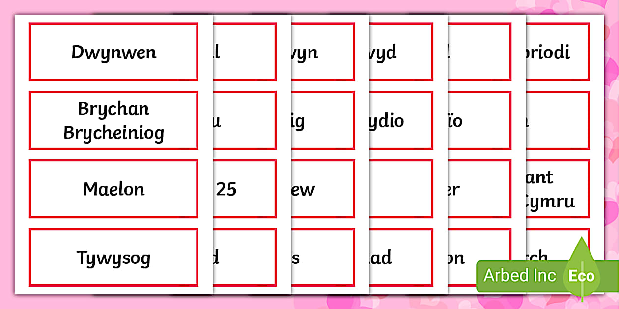 Saint Dwynwen's Day Welsh Words Flash Cards | Twinkl Wales