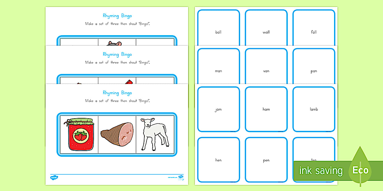 Rhyming Words Bingo (teacher made) - Twinkl