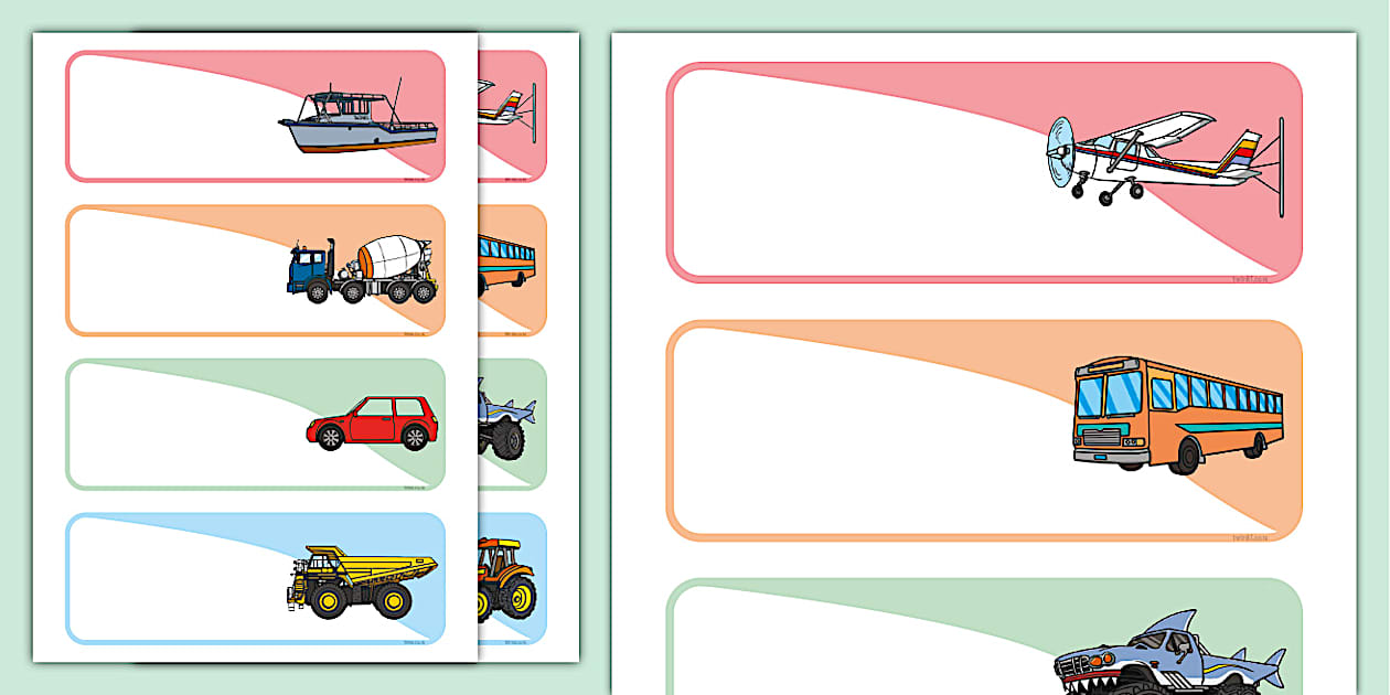 Vehicle Themed Name Tags (teacher made) - Twinkl