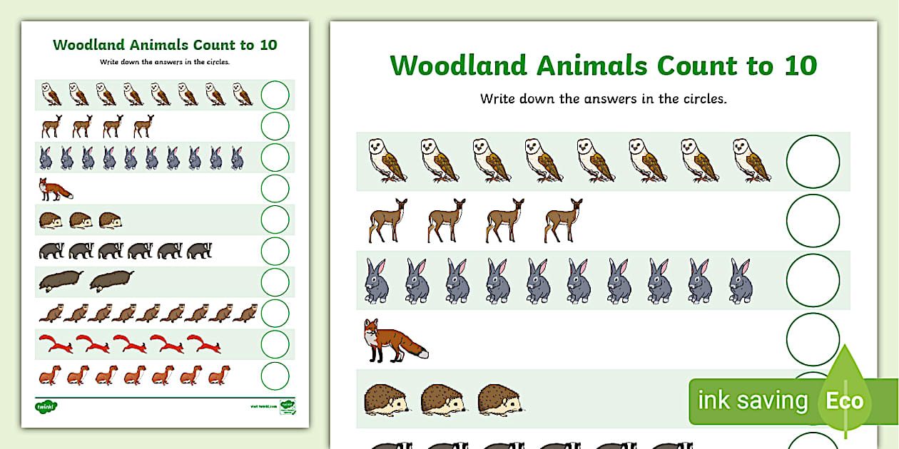 👉 Woodland Animals Count to 10 Activity (teacher made)