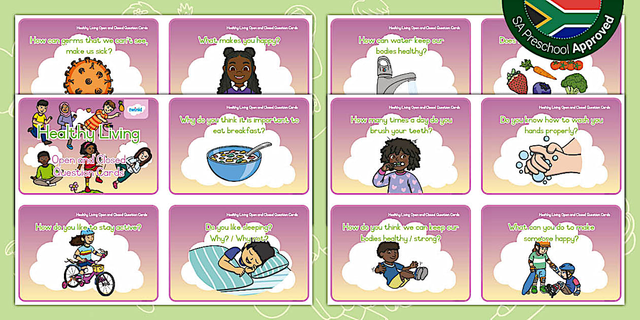 Healthy Living: Open and Closed Question Cards - Twinkl